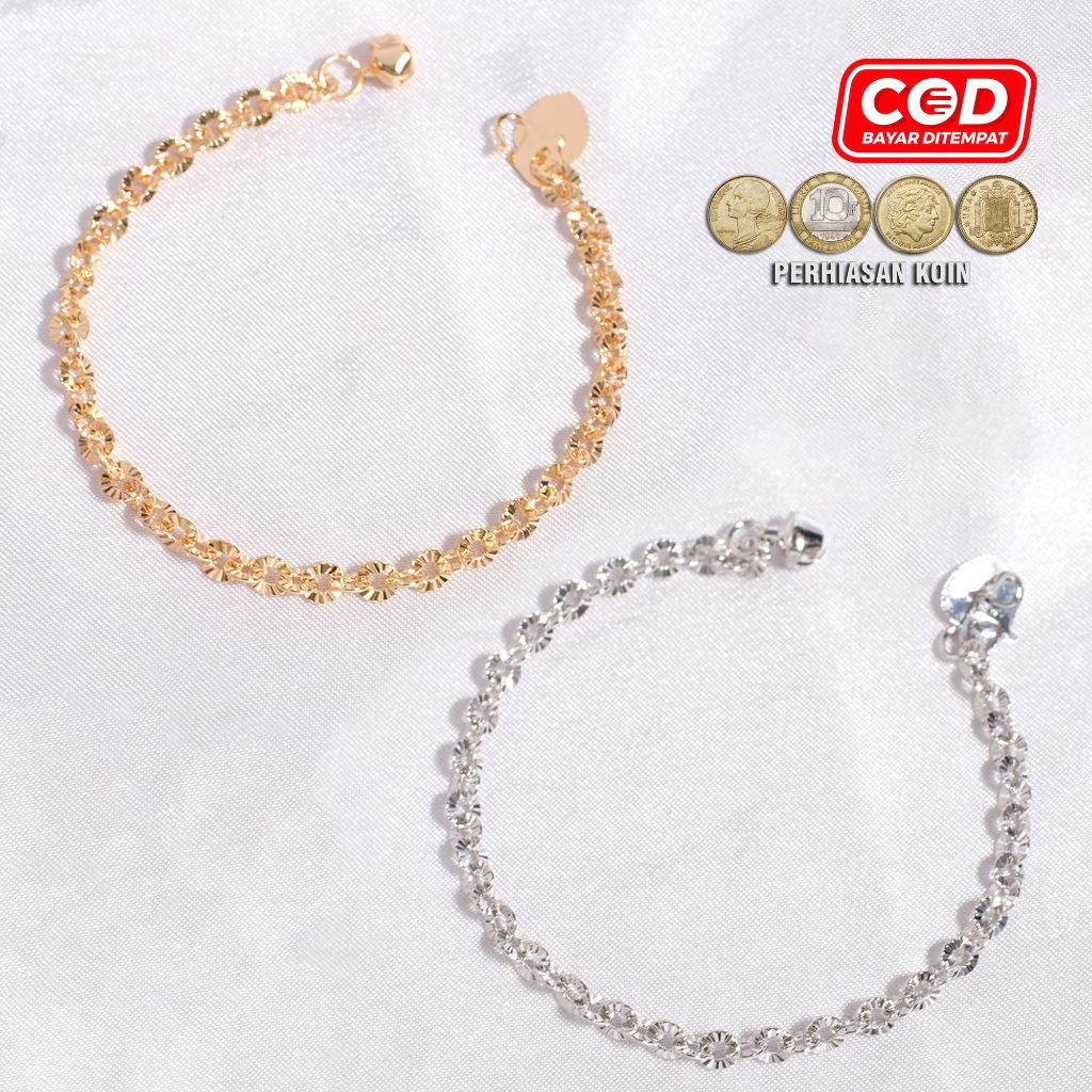 Jual Gelang Rantai Nuri Motif Gold & Silver Lapis Emas 18K, Desain ...