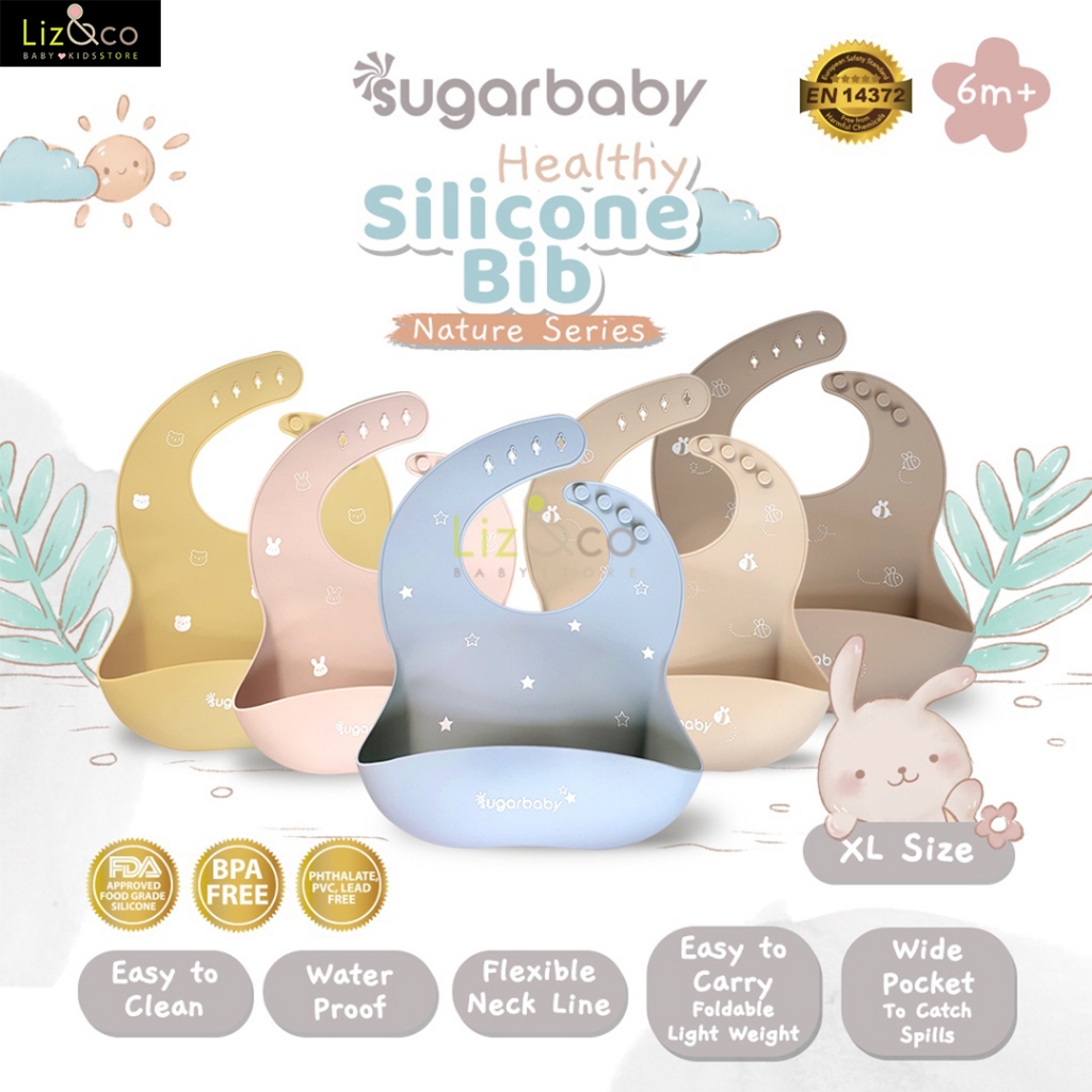 Jual SugarBaby Healthy Silicone Bib (Nature Series) | Shopee Indonesia
