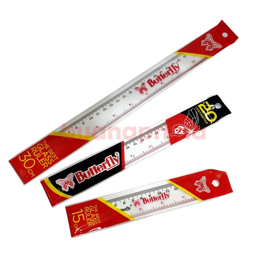Jual Butterfly Penggaris Mika Lurus Presisi 15cm 20cm 30cm Original (1 ...