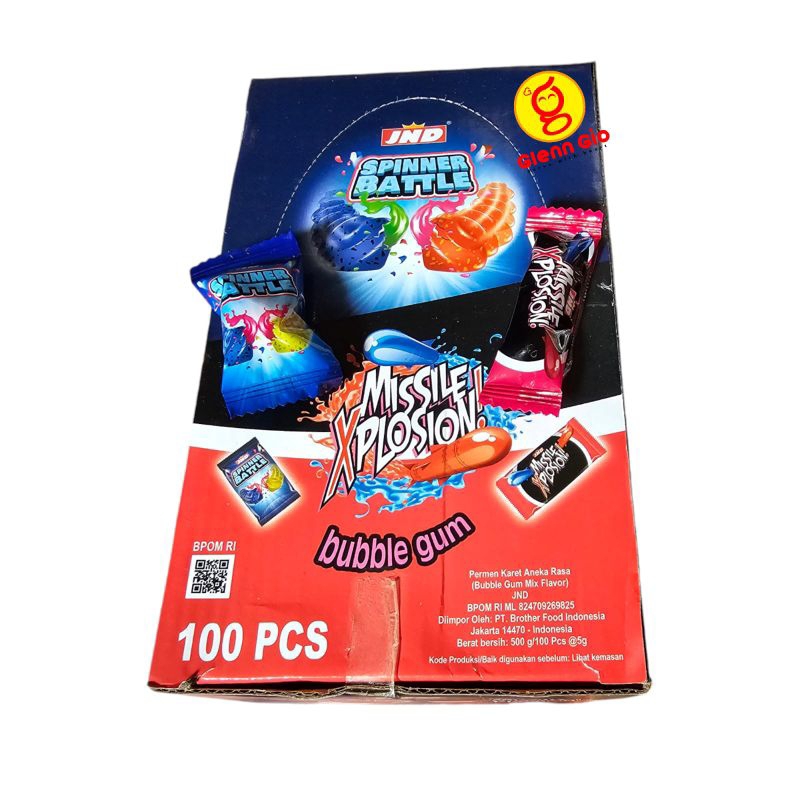 Jual Permen Karet Bubble Gum Missile Xplosion Spinner Battle JND box ...