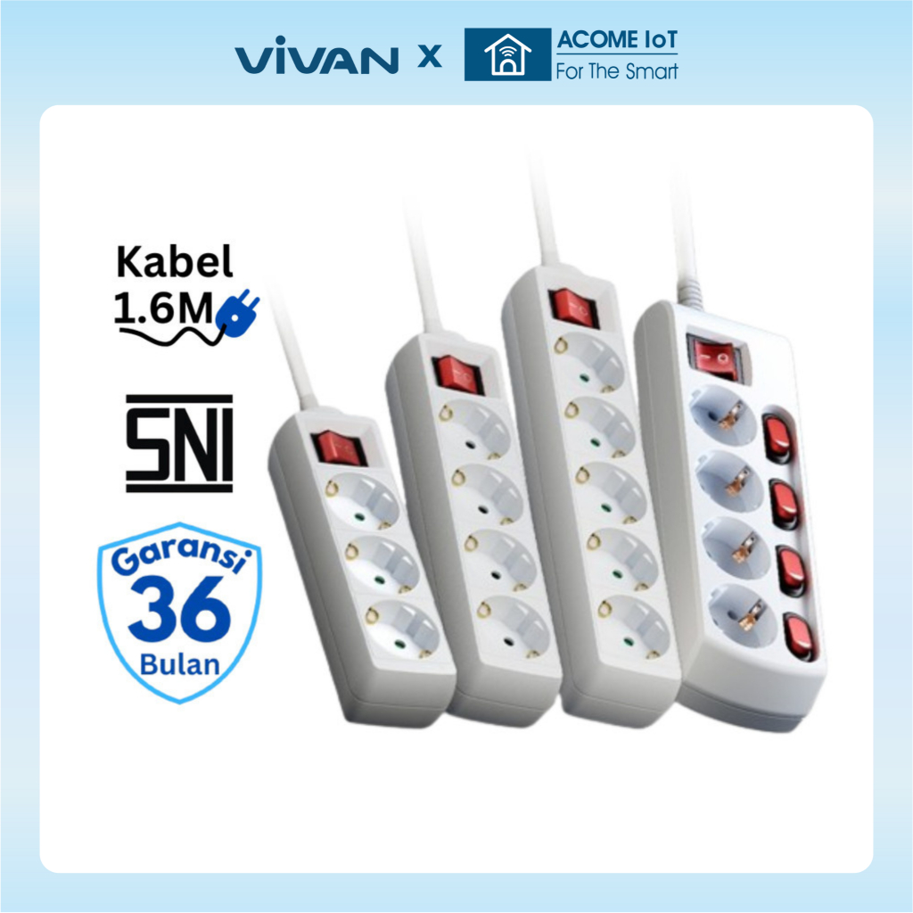 Jual Saklar Listrik Stop Kontak Socket 3-5 Slot VIVAN - Colokan Listrik ...