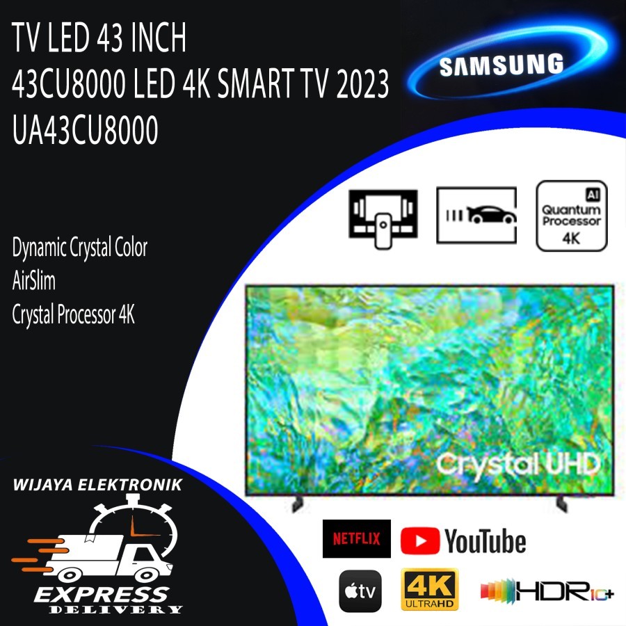 Jual TV LED 43 INCH SAMSUNG 43CU8000 CRYSTAL UHD 4K 2023 | Shopee Indonesia