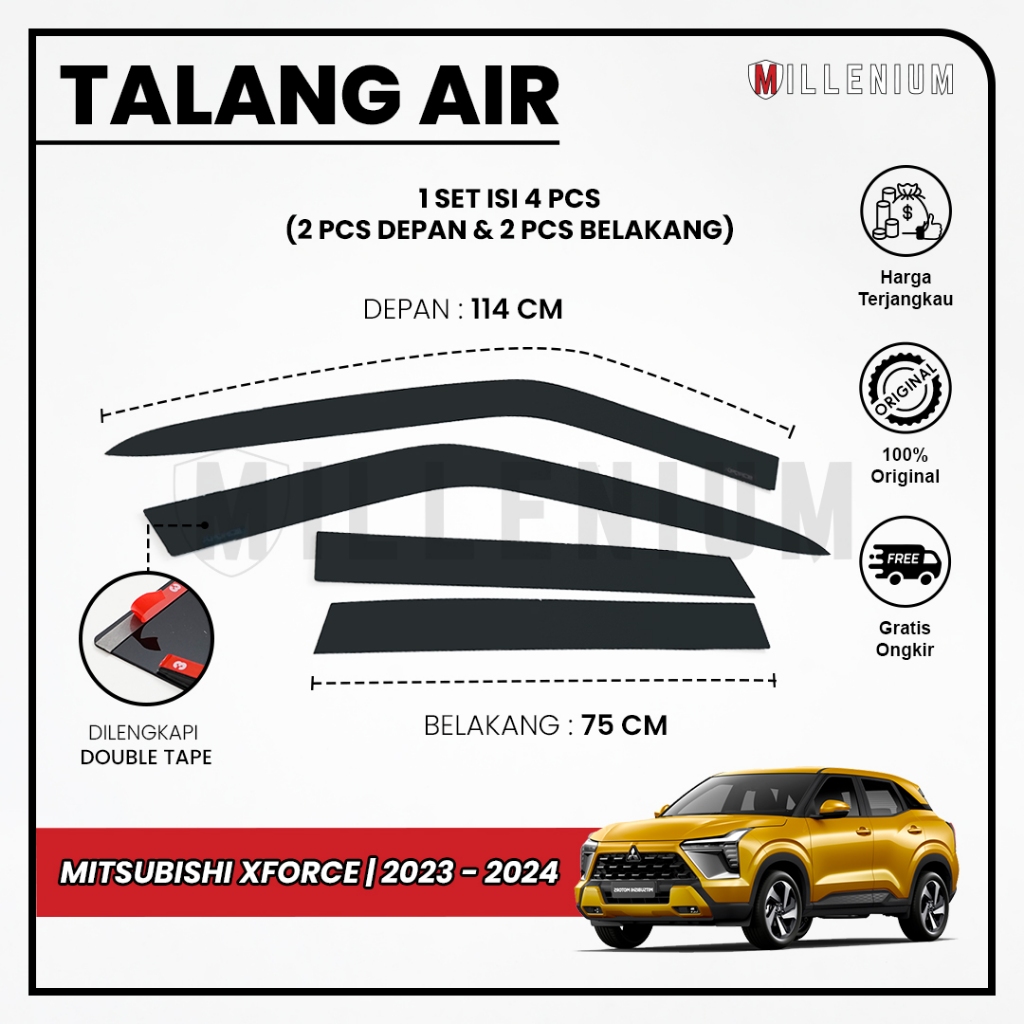 Jual Talang Air Pintu Mobil Mitsubishi XForce 2023 - 2024 Model Flat Rata 4 Pintu | Shopee Indonesia