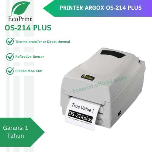 Jual ECOPRINT BARCODE PRINTER ARGOX OS-214 PLUS THERMAL TRANSFER ...