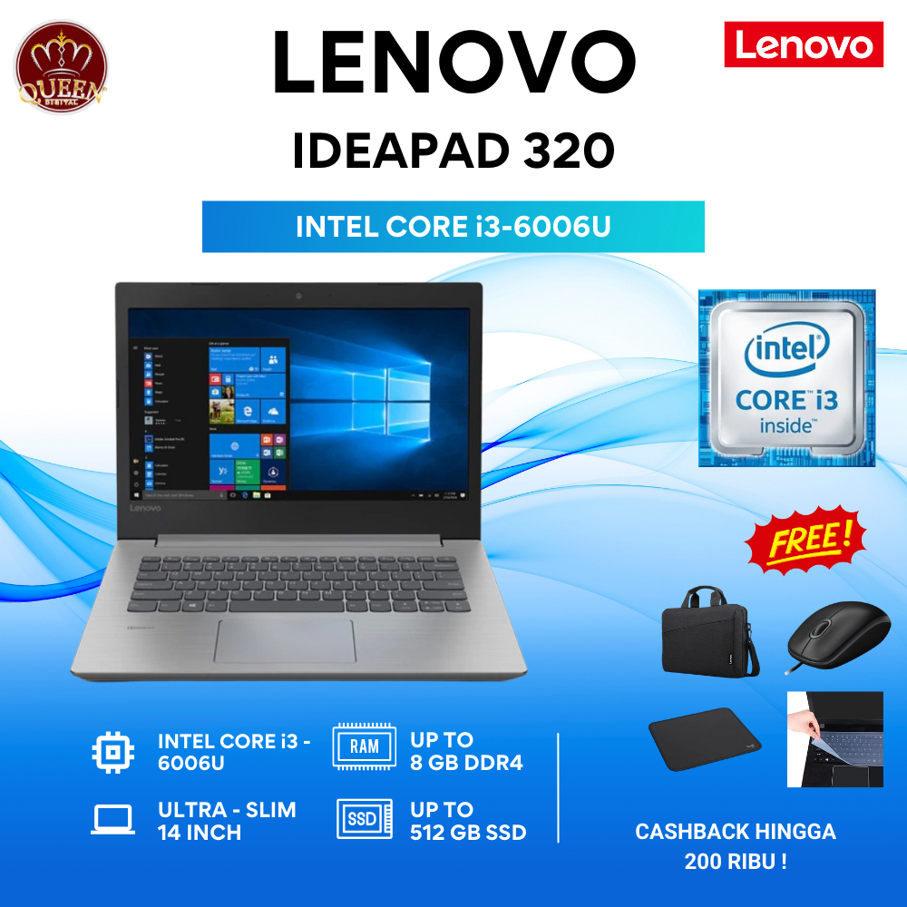 Jual LENOVO IDEAPAD 320 | CORE i3-6006U | RAM 8GB | 512GB SSD | WIN10 ...