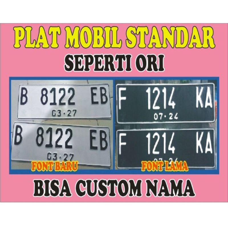 Jual PLAT MOBIL STANDAR FONT BARU DAN FONT LAMA | Shopee Indonesia