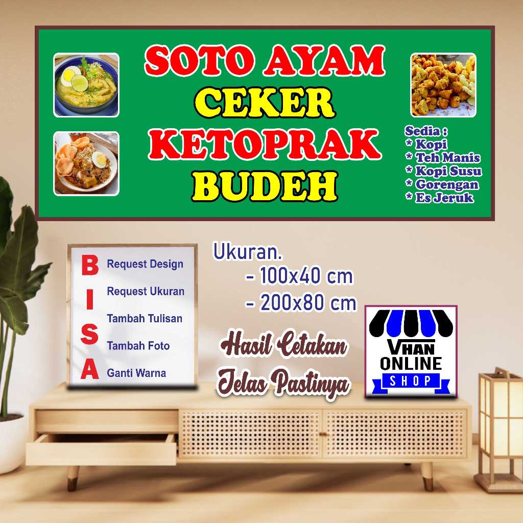Jual Cetak Spanduk Banner Soto Ayam dan Ketoprak dan Jajanan | Shopee ...