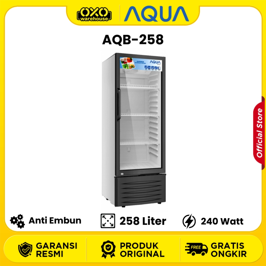 Jual Aqua Showcase Kapasitas 258 Liter Anti Embun Turbo Cool Hemat Daya ...