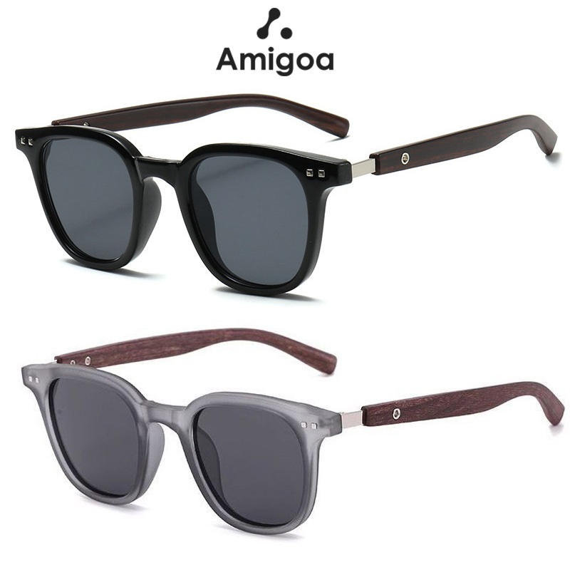 Jual Amigoa COD Kacamata Hitam Motif Kayu untuk Unisex Kacamata Hitam ...