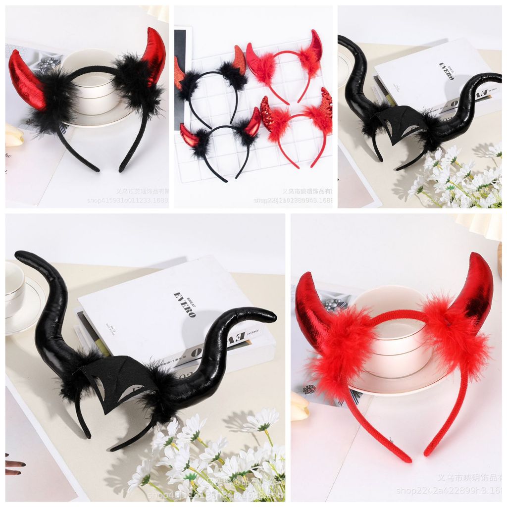 Jual bando red devil / bando tanduk / bando tanduk merah hitam ...