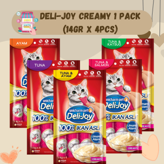 Jual Deli-Joy Creamy Snack Makanan Kucing Basah 1 Pack ( 14gr x 4 ...