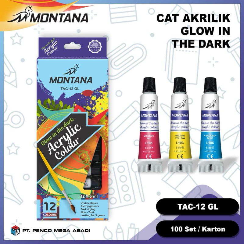 Jual ( 1 set ) Montana Cat Acrylic Color Paint Glow In The Dark 12 ...