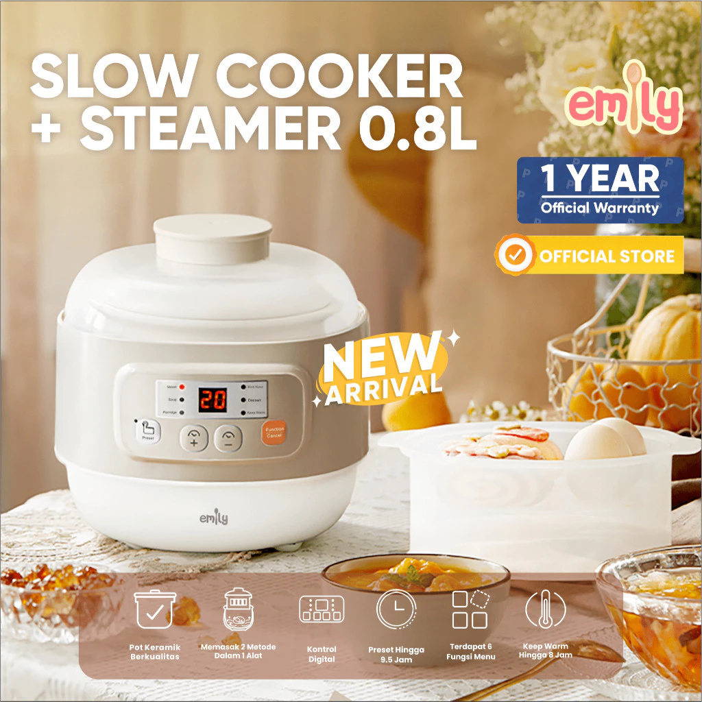 Jual Emily Slow Cooker + Steamer 0,8 Lt ESC-37006 / MPASI Cooker ...