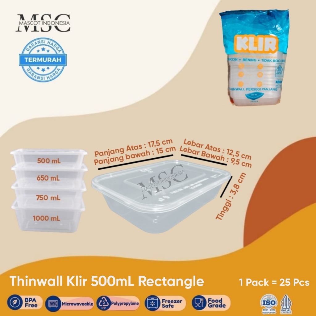 Jual Thinwall Klir 500 mL Rectangle | Shopee Indonesia