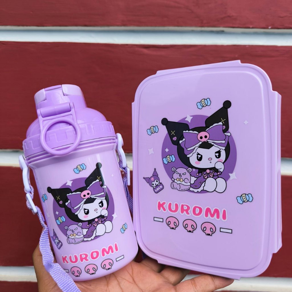 Jual Kotak Makan Set + Botol Kuromi Lunch Box Kotak Bekal Anak Sekolah Free Sendok Dan Garpu ...