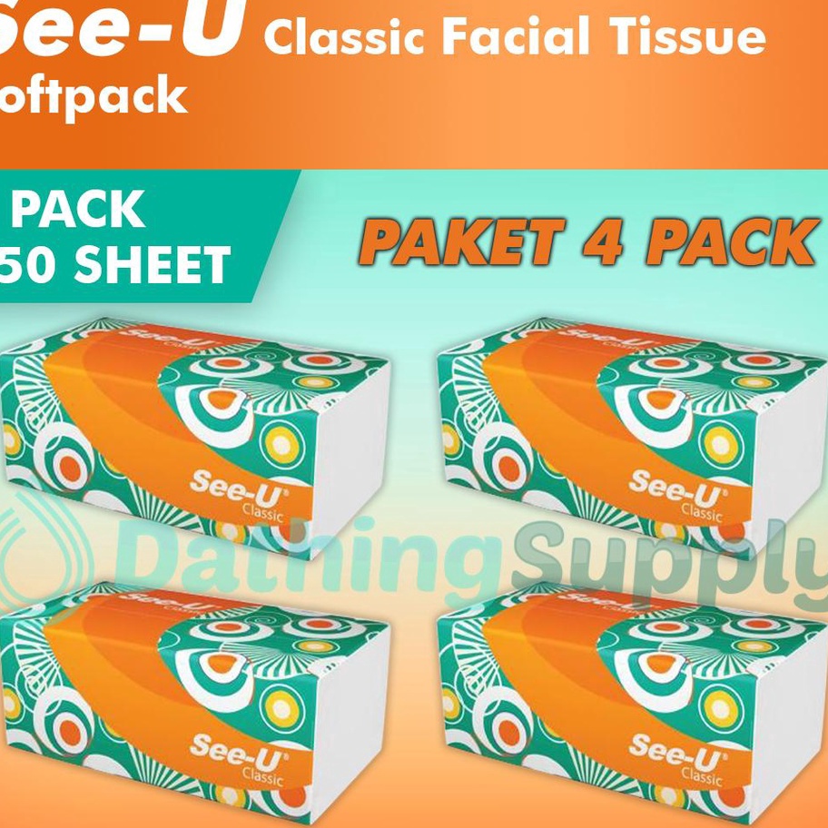 Jual 4 PCS Tisu Pembersih Wajah SEEU Classic Facial Tissue 25s Sheet 2 ...