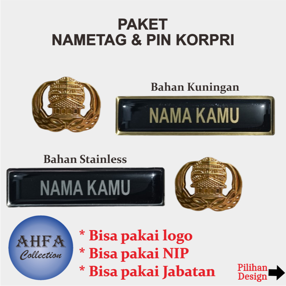 Jual Paket Nametag papan nama dada ASN PNS bahan Kuningan Stalinless ...