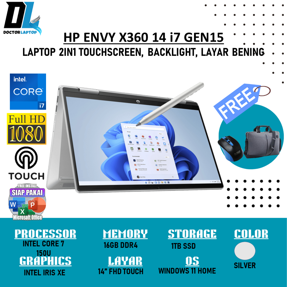 Jual HP ENVY X360 2IN1 15 INTEL CORE 7 150U 16GB 1TB SSD FHD IPS TOUCH ...