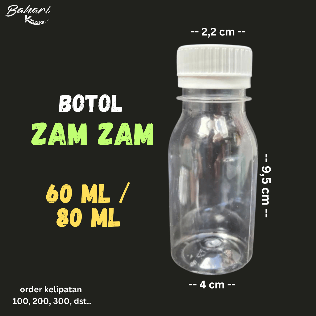 Jual botol plastik zam zam 60ml 80ml jelly beli kelipatan 100 | Shopee ...