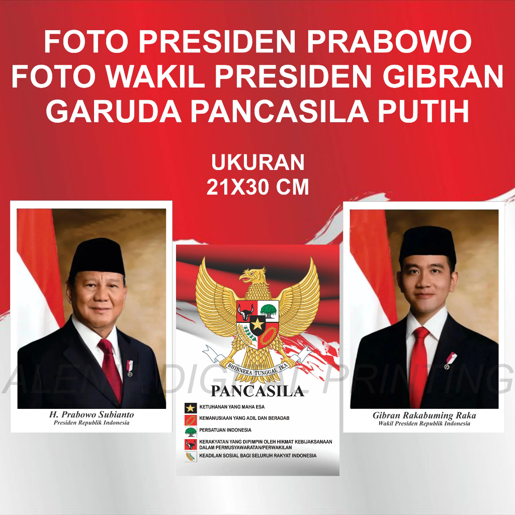 Jual POSTER Foto Presiden dan Wakil Presiden 2024 Prabowo Gibran 21x30 ...