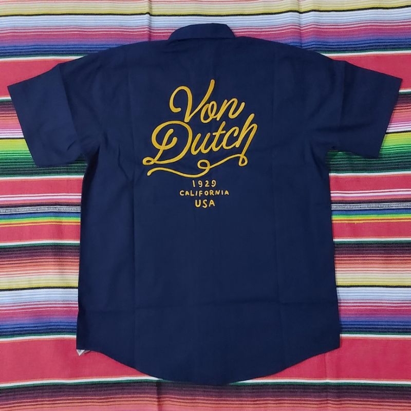 Jual WORK SHIRT - VON DUTCH - L XL - NAVY | Shopee Indonesia