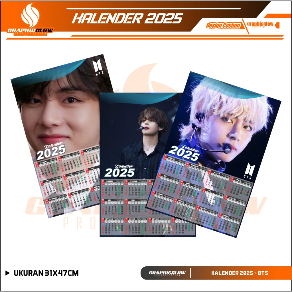 Jual POSTER KALENDER 2025 MOTIF K-POP BTS UKURAN 32X48CM KIM TAEHYUNG ...