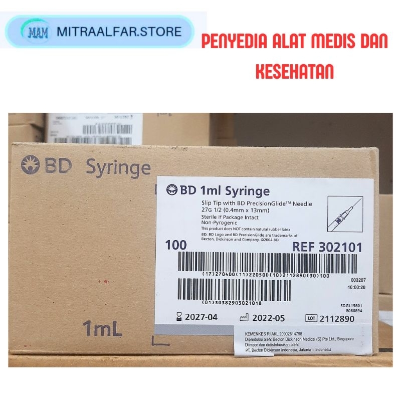 Jual Spuit Syringe 1cc Bd Jarum Suntik Harga/Box | Shopee Indonesia