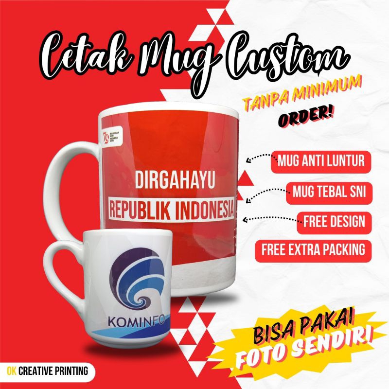 Jual Cetak Mug Custom Souvenir bisa satuan - Free Design - Extra ...