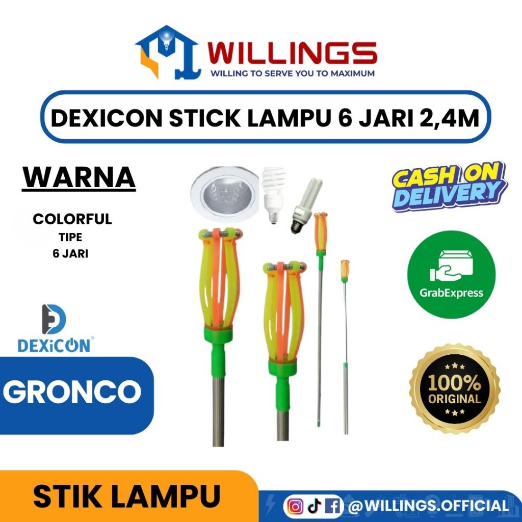 Jual WILLINGS - DEXICON STICK LAMPU 6 JARI 2,4 METER / GRONCO TONGKAT ...