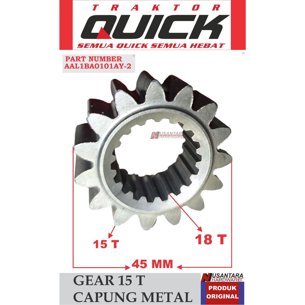Jual gear 15 t traktor quick capung metal,gigi 15 t traktor quick ...