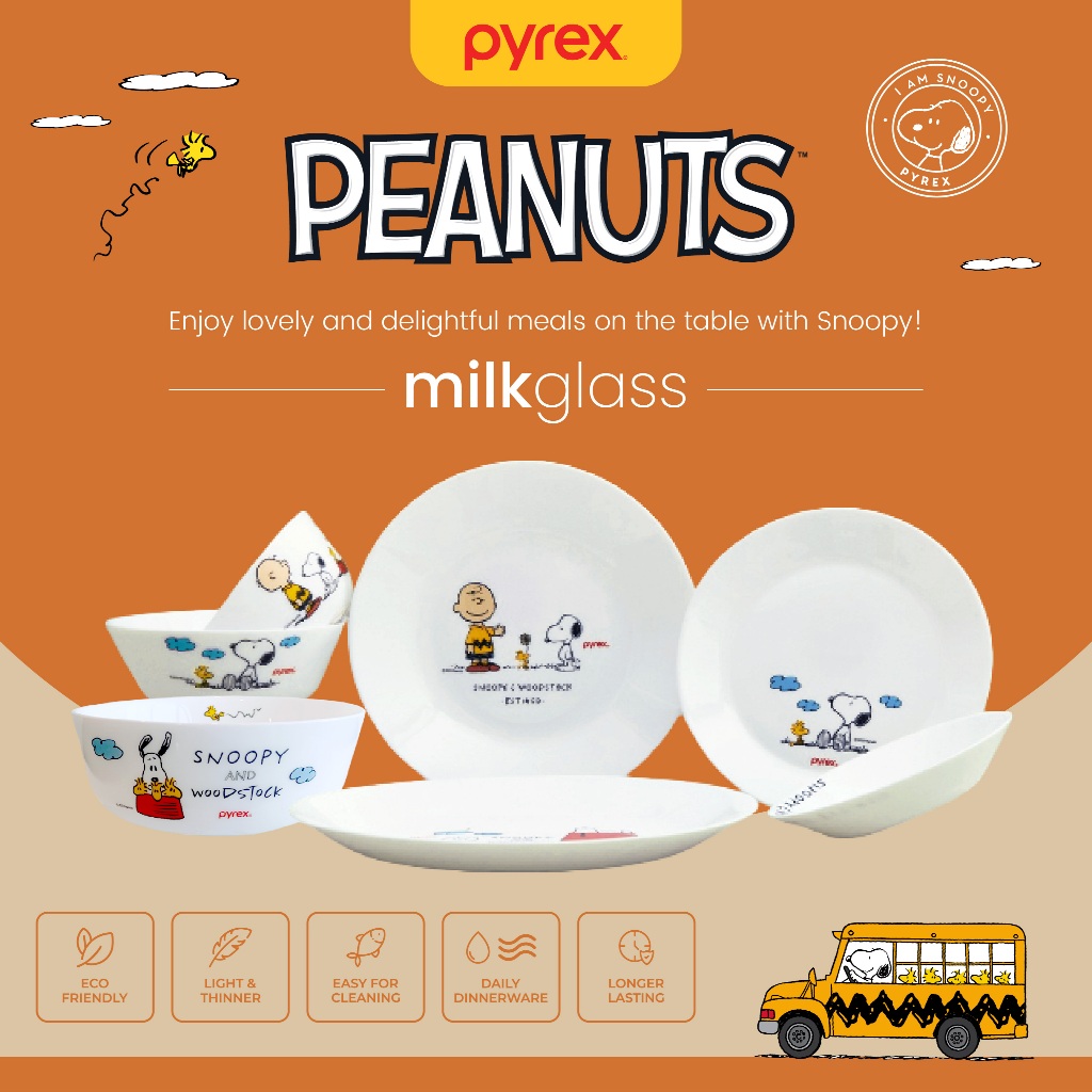Jual Pyrex Snoopy Dinner Plate & Bowl / Piring dan Mangkok Makan ...