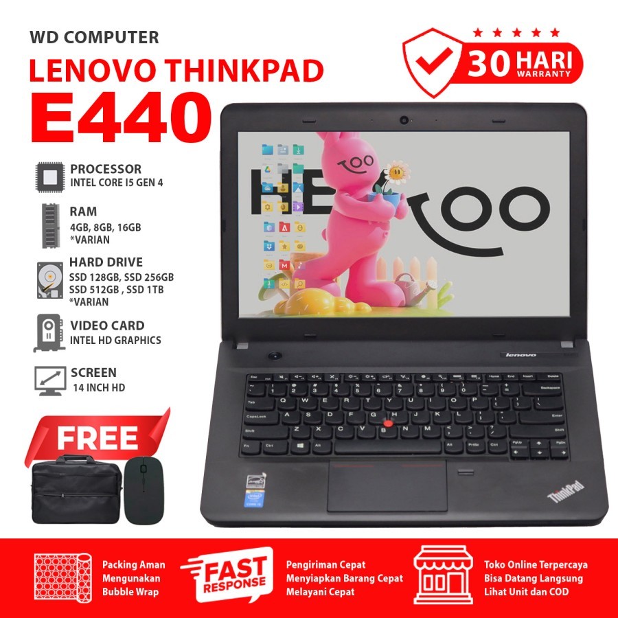 Jual Lenovo Thinkpad E440 Core I5 Gen 4 I Ram 16 Gb Ssd 1 TB I Windows 10 I Mouse Dan Tas ...