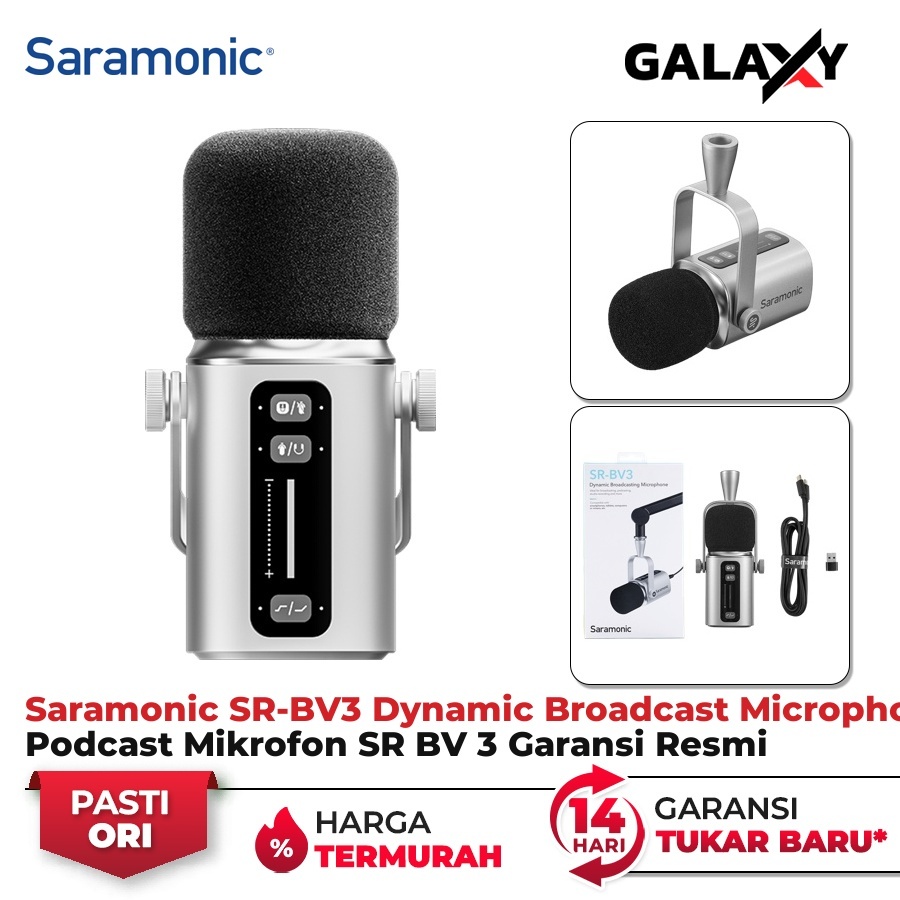 Jual Saramonic SR-BV3 Dynamic Broadcast Microphone SRBV3 Mic Podcast Mikrofon SR BV 3 Garansi ...