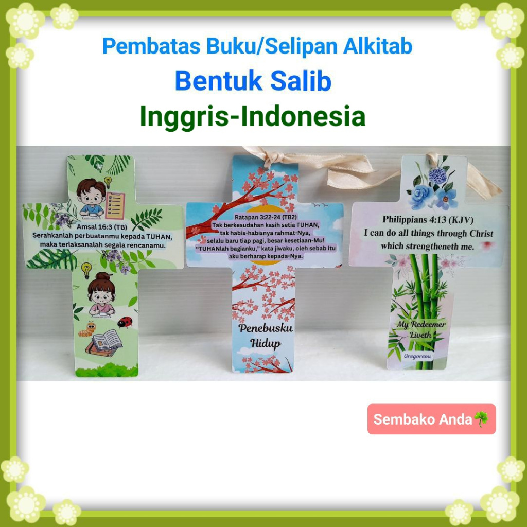 Jual Selipan buku Ayat Alkitab. Bentuk Salib. Selamat Natal Paskah ...