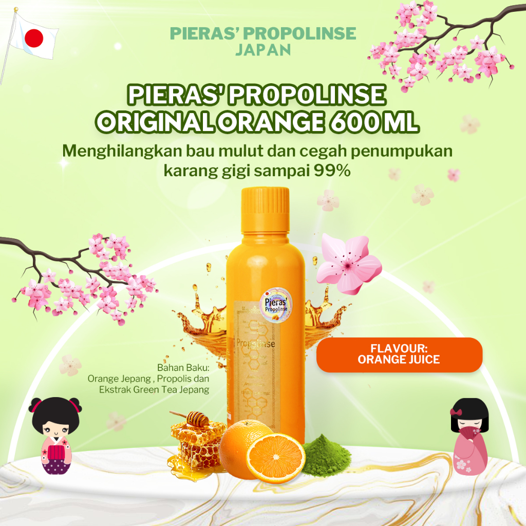 Jual Pieras Propolinse Original Orange Mouthwash 600mL Obat Kumur Jeruk ...