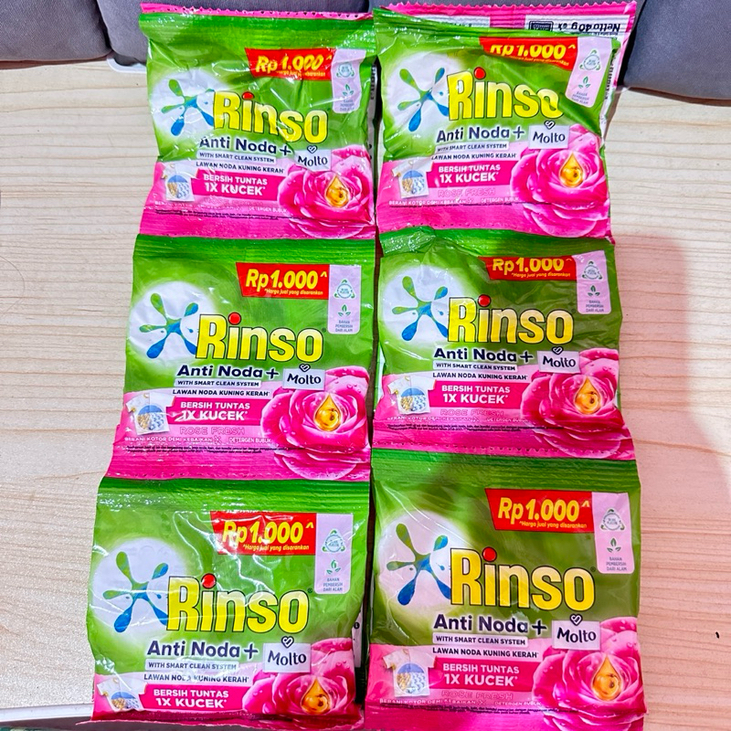 Jual Rinso Bubuk Kemasan 1000 Renceng isi 6 Detergen Bubuk Anti Noda ...