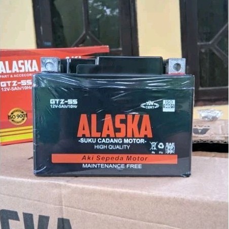 Jual AKI MOTOR AKI KERING ALASKA GTZ5S 12V 5Ah/10Hr Vario Beat Karisma ...