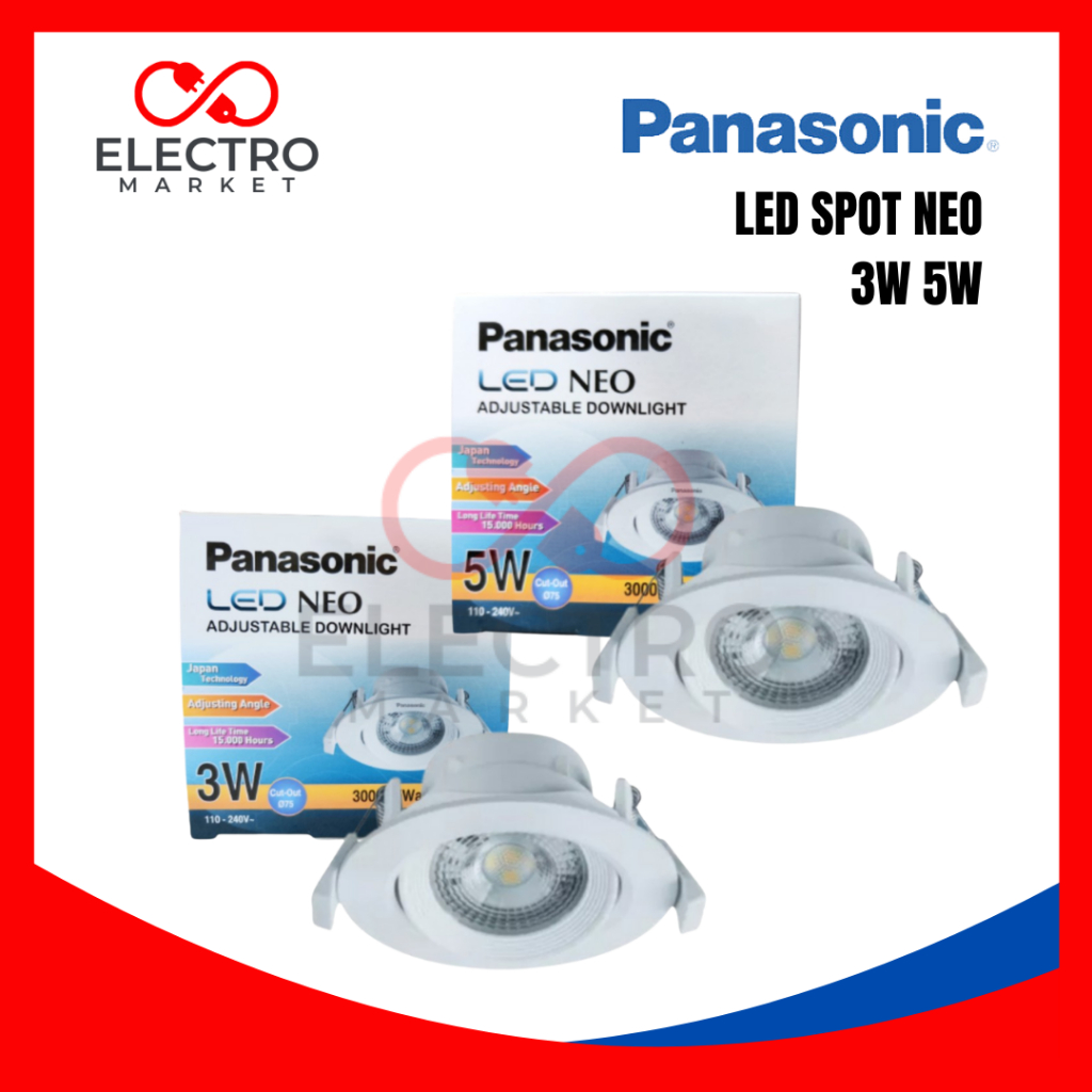 Jual PANASONIC LED Spot NEO Adjustable Downlight 3W 5W Watt 3000K ...