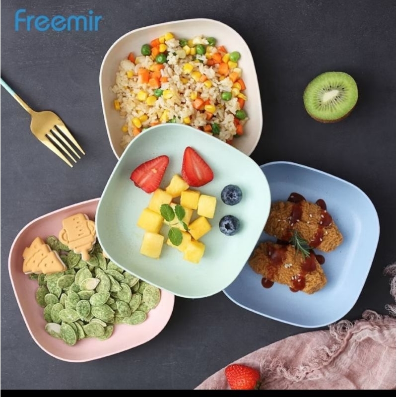Jual Freemir Set 4 Pcs Piring Makan Persegi Ukuran 15cm | Shopee Indonesia