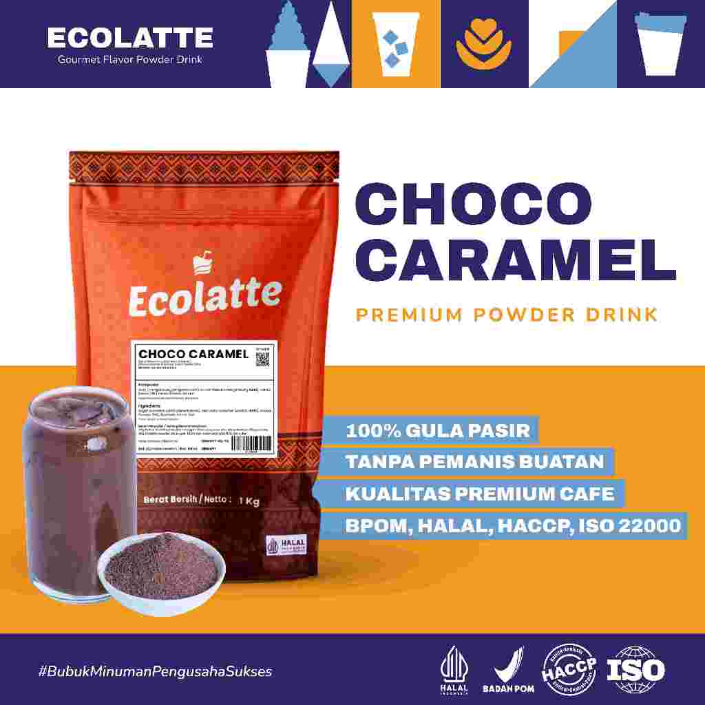Jual ECOLATTE CHOCO CARAMEL BUBUK MINUMAN 1 KG PREMIUM POWDER DRINK ...
