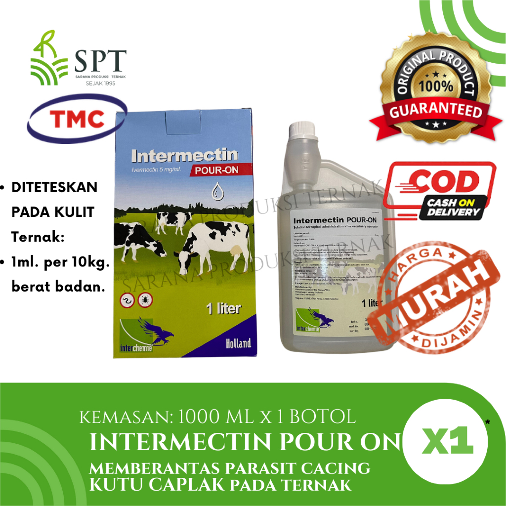 Jual INTERMECTIN POUR ON 1000 ML MENGATASI KUTU CACING CAPLAK PADA ...