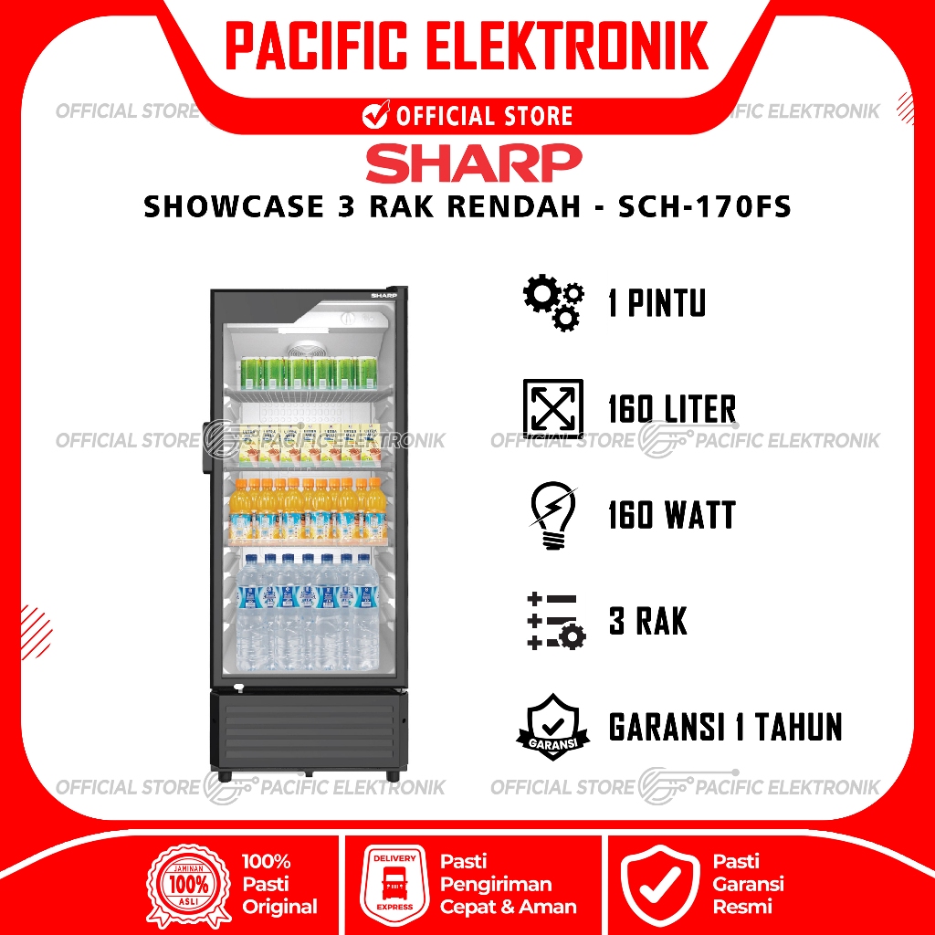 Jual Showcase Sharp 3 Rak Rendah SCH-170FS / 170FS | Shopee Indonesia
