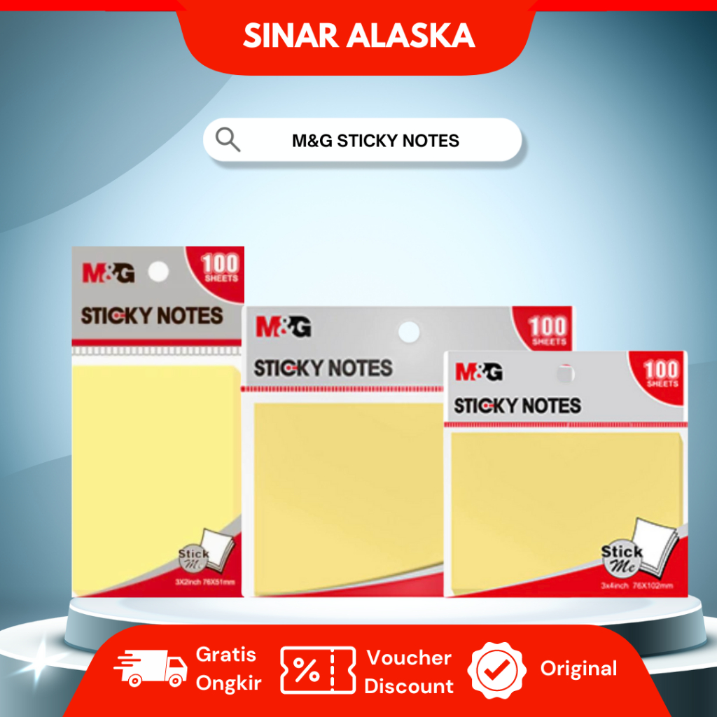 Jual M&G Sticky Notes Memo Tempel Isi 100 Lembar Kertas Warna Kuning ...