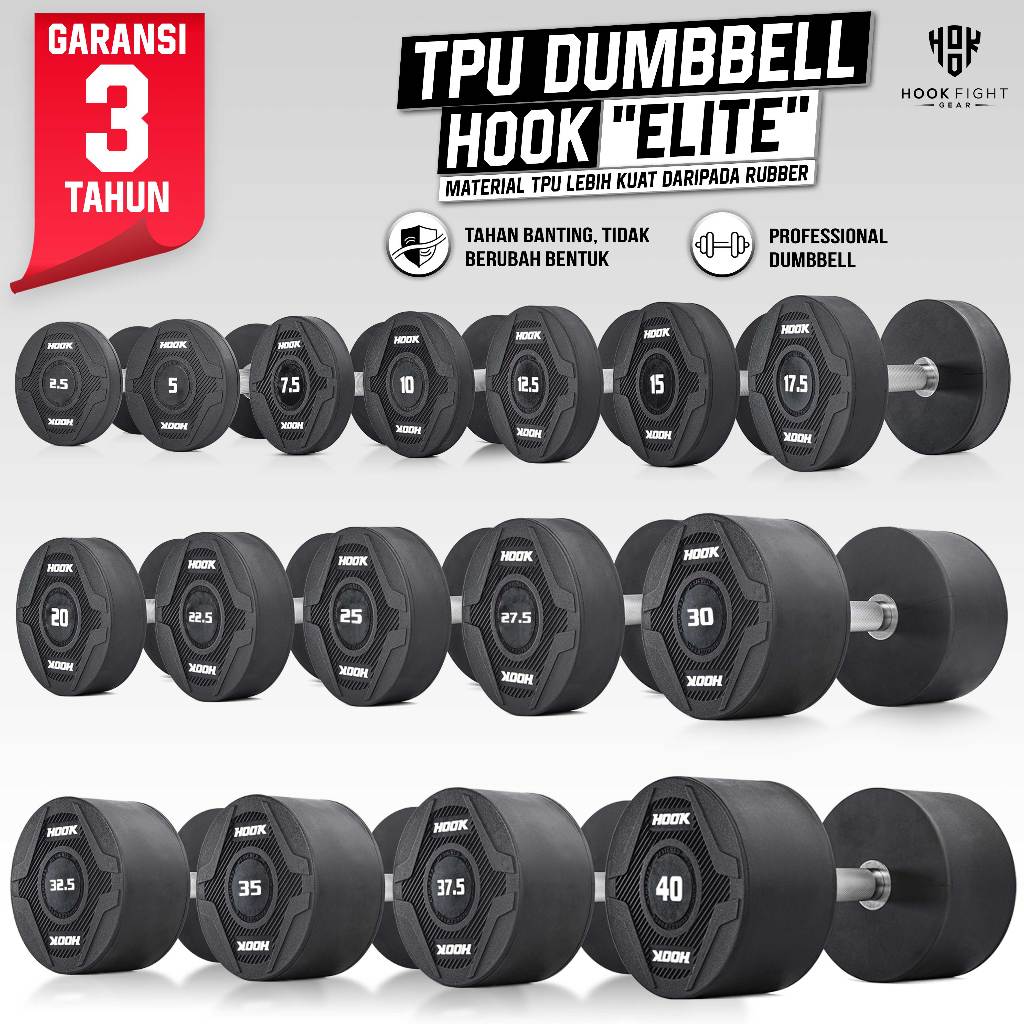 Jual Dumbbell TPU 2.5-40 kg Hook Alat Fitnes Home Gym Hook Dumble ...
