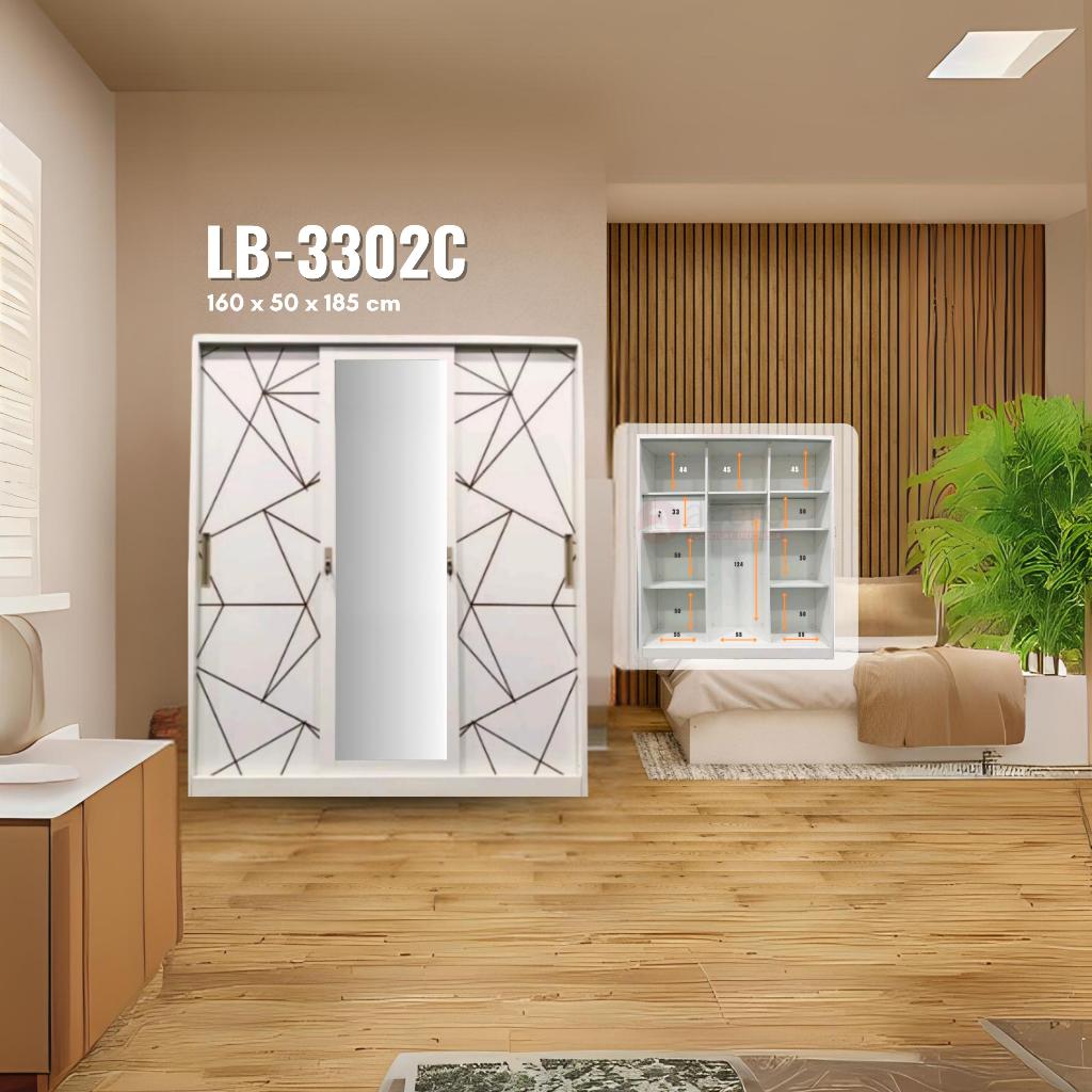 Jual LEMARI PAKAIAN BESI 3 PINTU FULL SLIDING UKURAN 160/LEMARI PAKAIAN BESI MINIMALIS - IMPORT ...