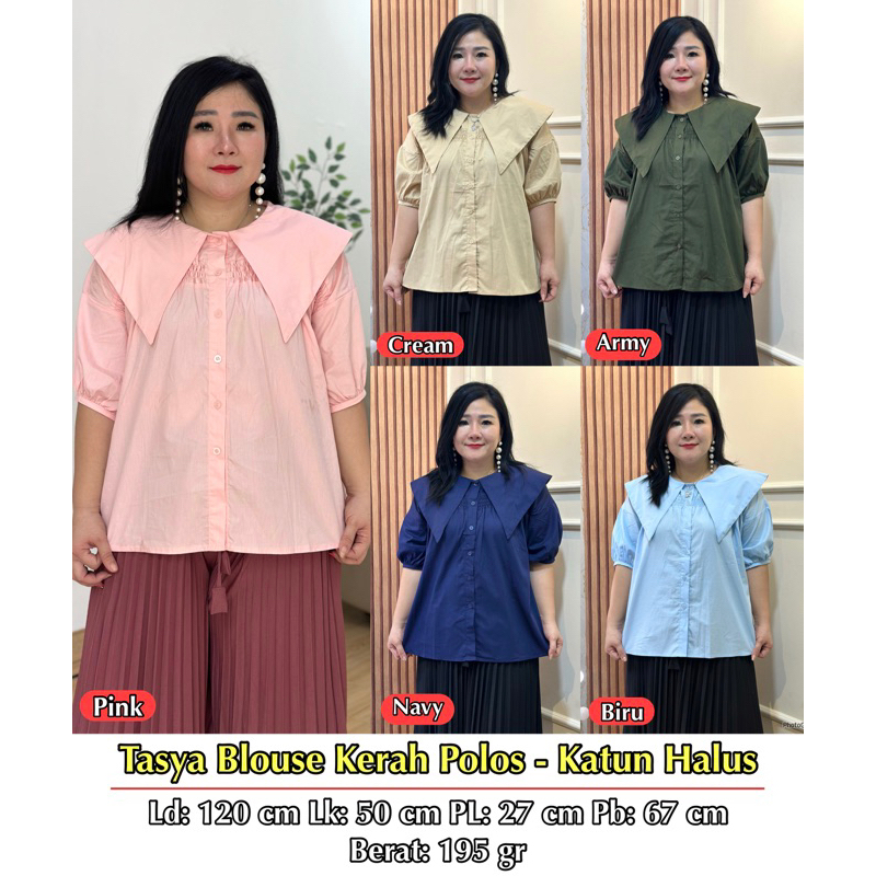 Jual FINA BIGSIZE - (TASYA BLOUSE KERAH) BLOUSE PENDEK POLOS WANITA ...