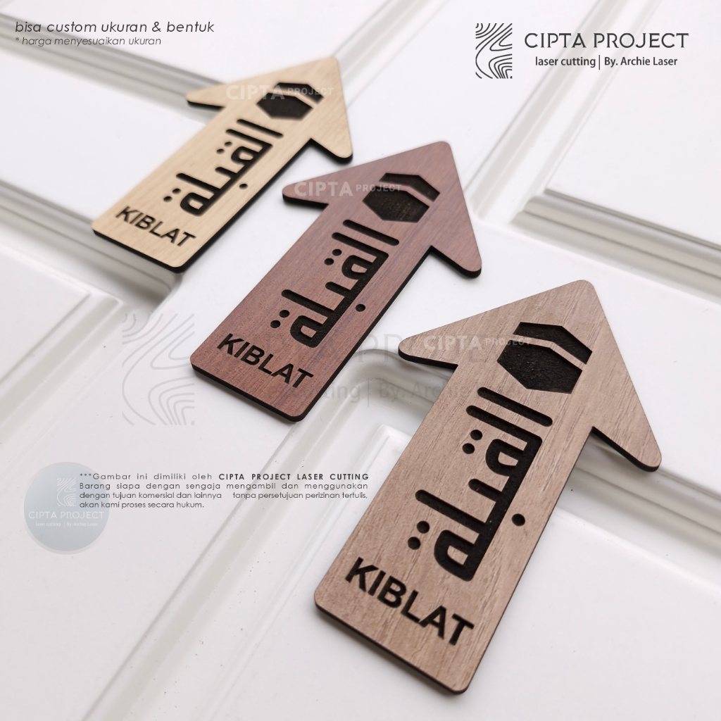 Jual Penunjuk Arah Kiblat Kayu Murah / Sign Board Kiblat Signage / Arah ...