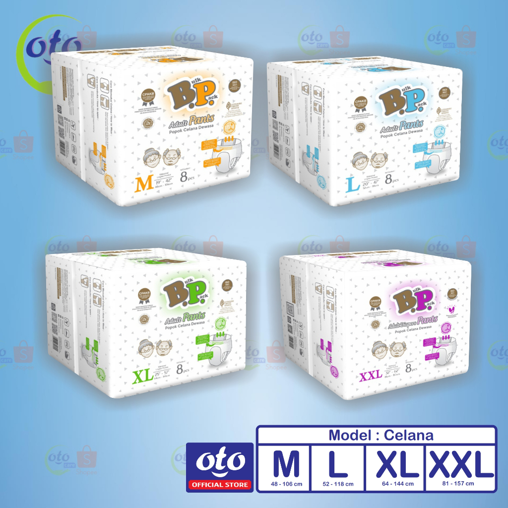 Jual BP Popok Dewasa model Celana , Pants Diapers Adult size M / L / XL / XXL isi 8 pcs | Shopee ...
