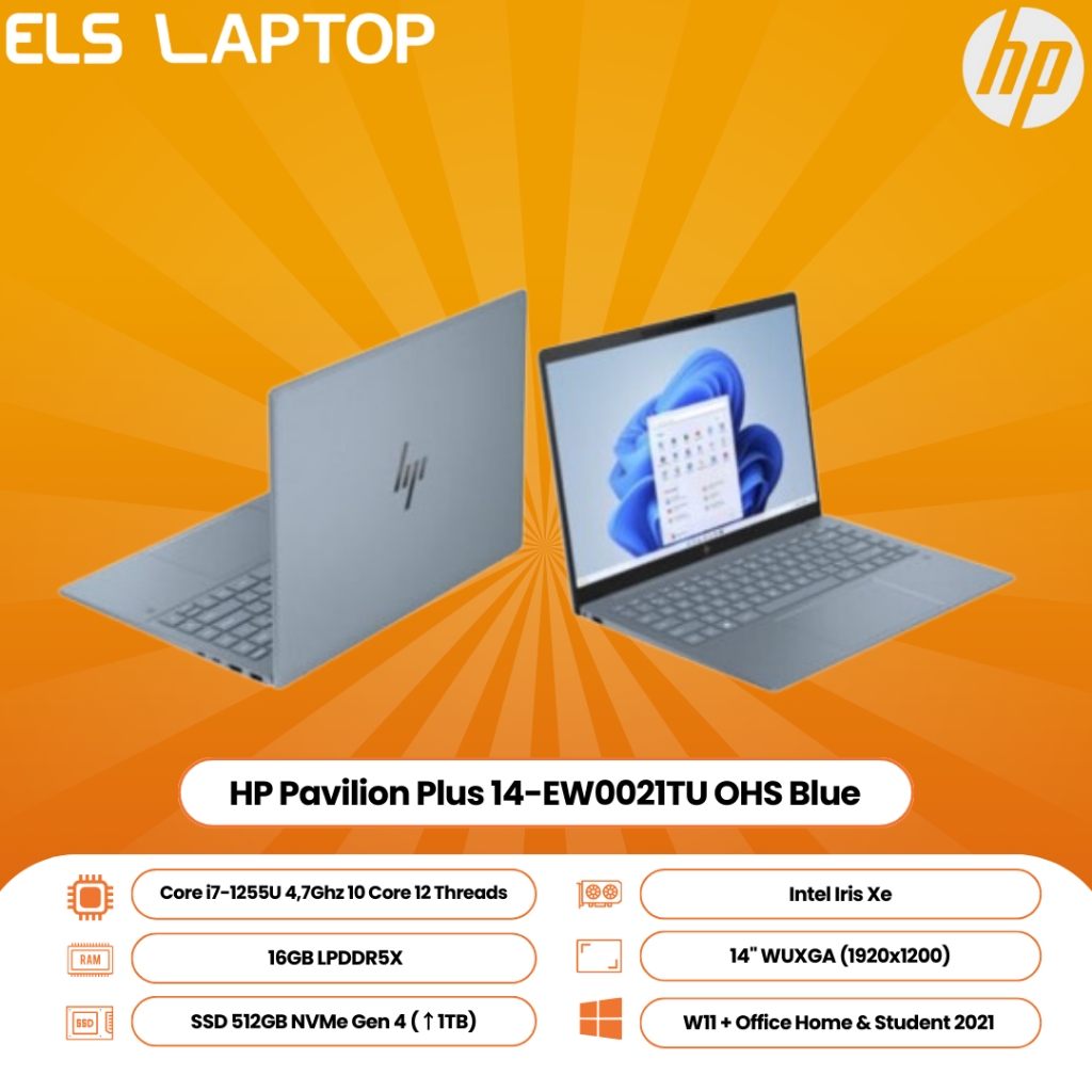 Jual HP Pavilion Plus 14-EW0021TU OHS Blue | Shopee Indonesia