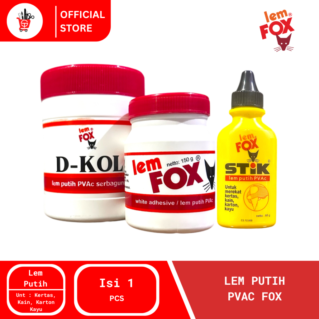Jual White Glue | Lem | Lem Putih Fox 60, 150, 450 gram (1 PCS ...
